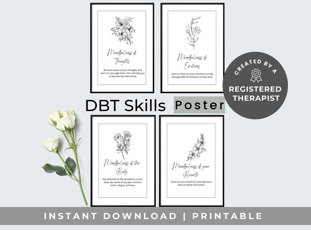 Mindfulness Wall Art, Grounding Technique Poster, Set of 4 Prints ...