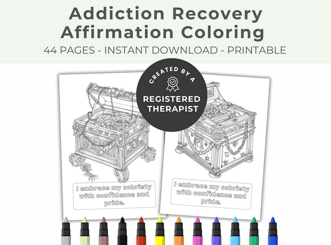 Sober Coloring Pages, Treasure Box Coloring Page, Mindfulness Tool for ...