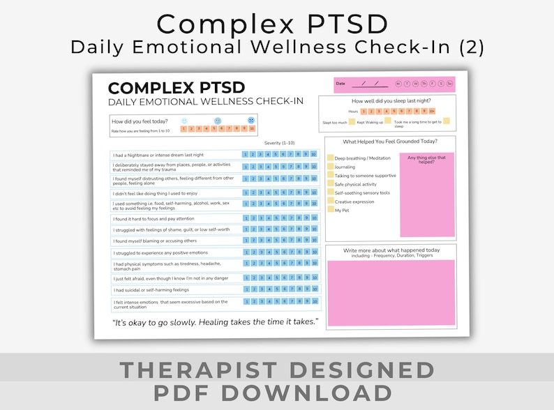 Complex PTSD Resources, Printable Trauma Recovery for Adults, Pdf Daily Checklist, DBT Resources ...