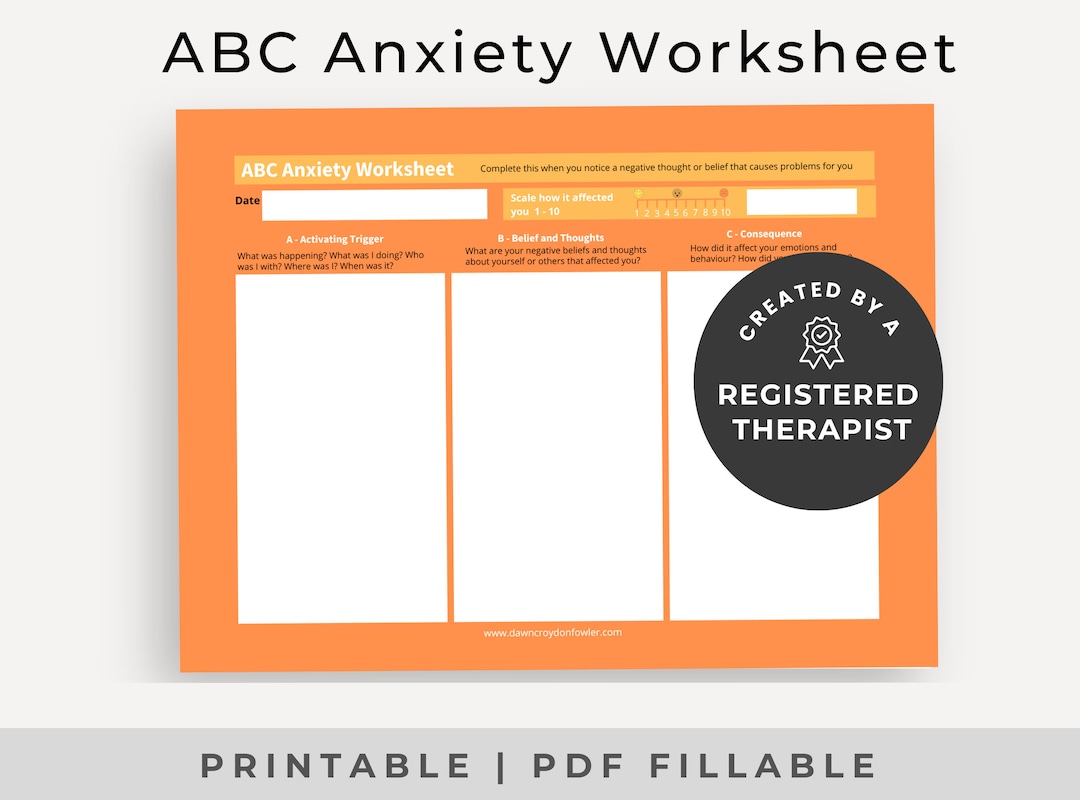 Cognitive Behavioural Therapy Worksheet, Abc Model of Behaviour ...