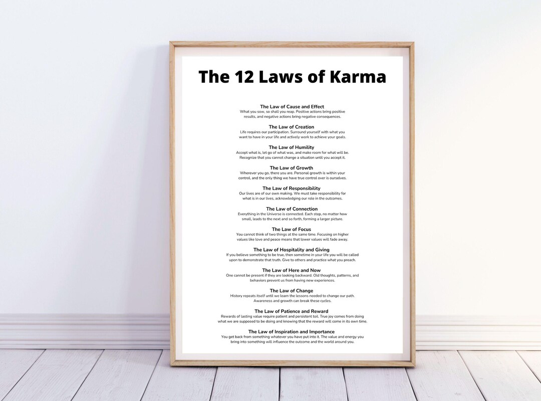 12 Laws of Karma Digital Download, Law of Attraction Prints ...