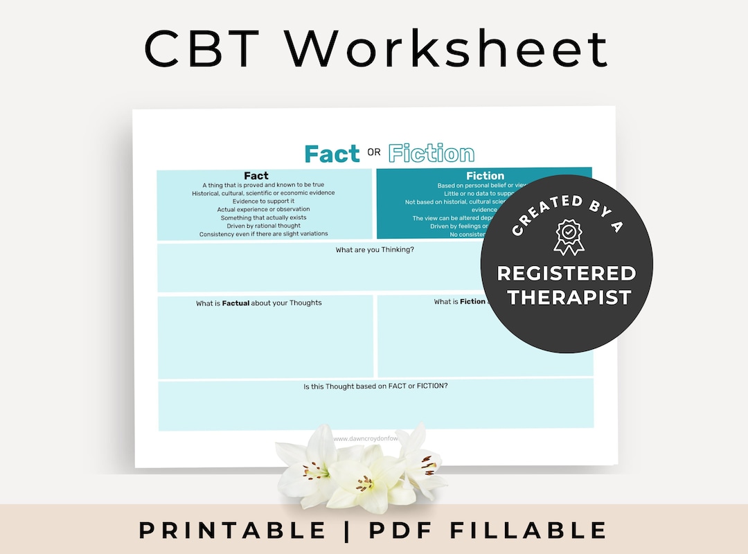 Cognitive Behavioral Therapy Worksheets, Fact or Fiction Fillable PDF ...