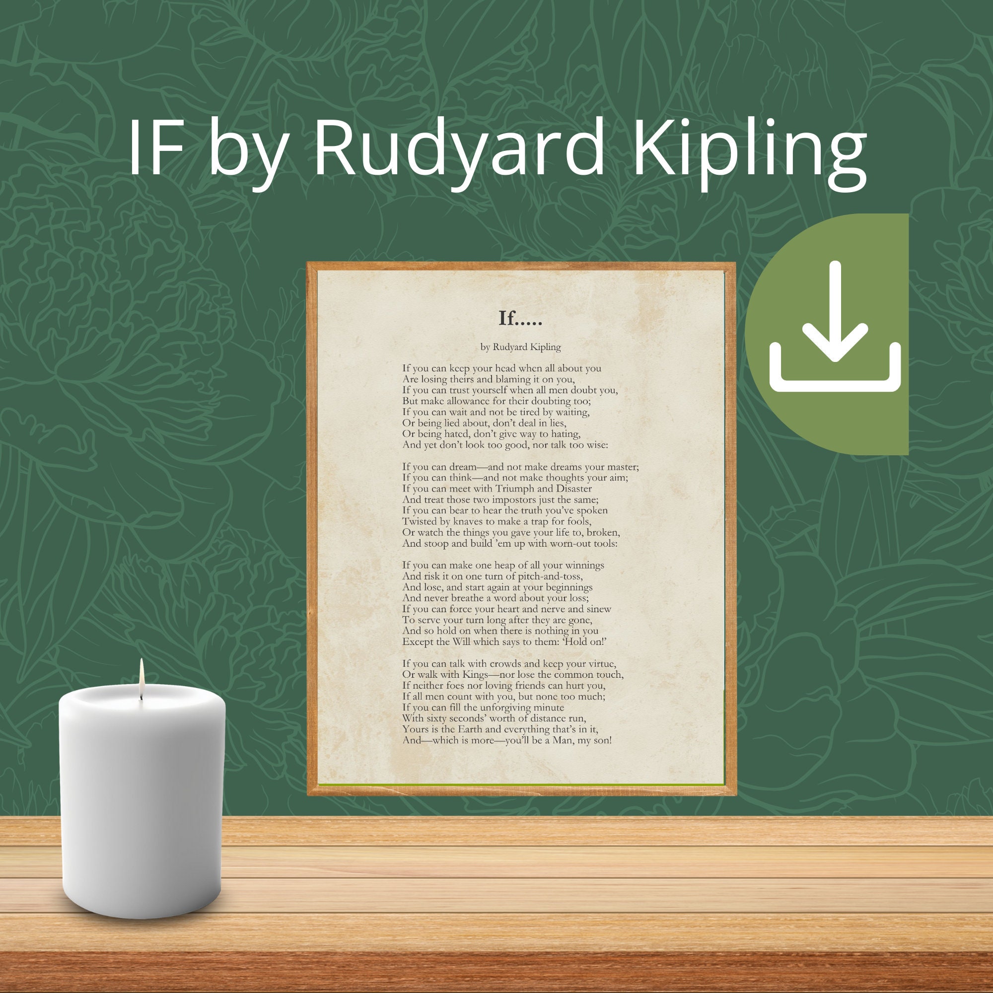 Rudyard Kipling If Poem, If Poem PDF, Poem for Dad, Poetry Printable ...