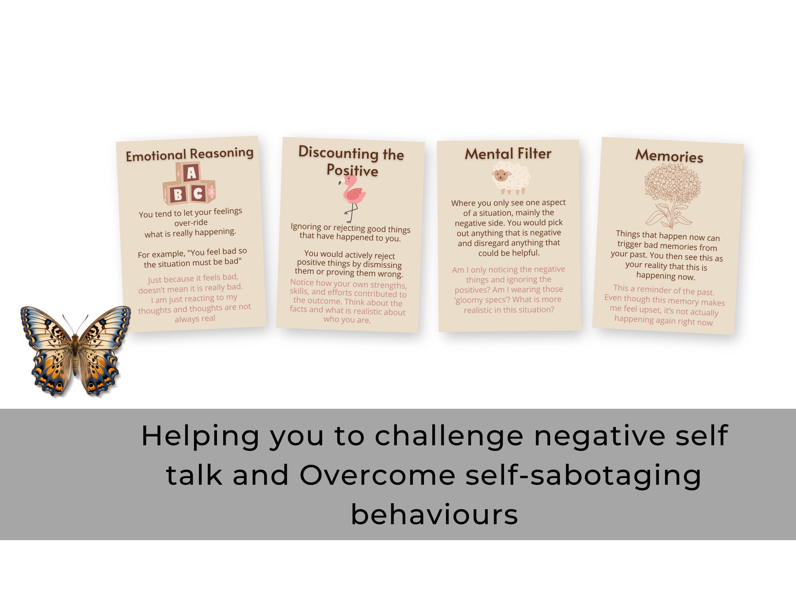 Cognitive Distortions Examples, Boho Styled Digital Flashcard ...