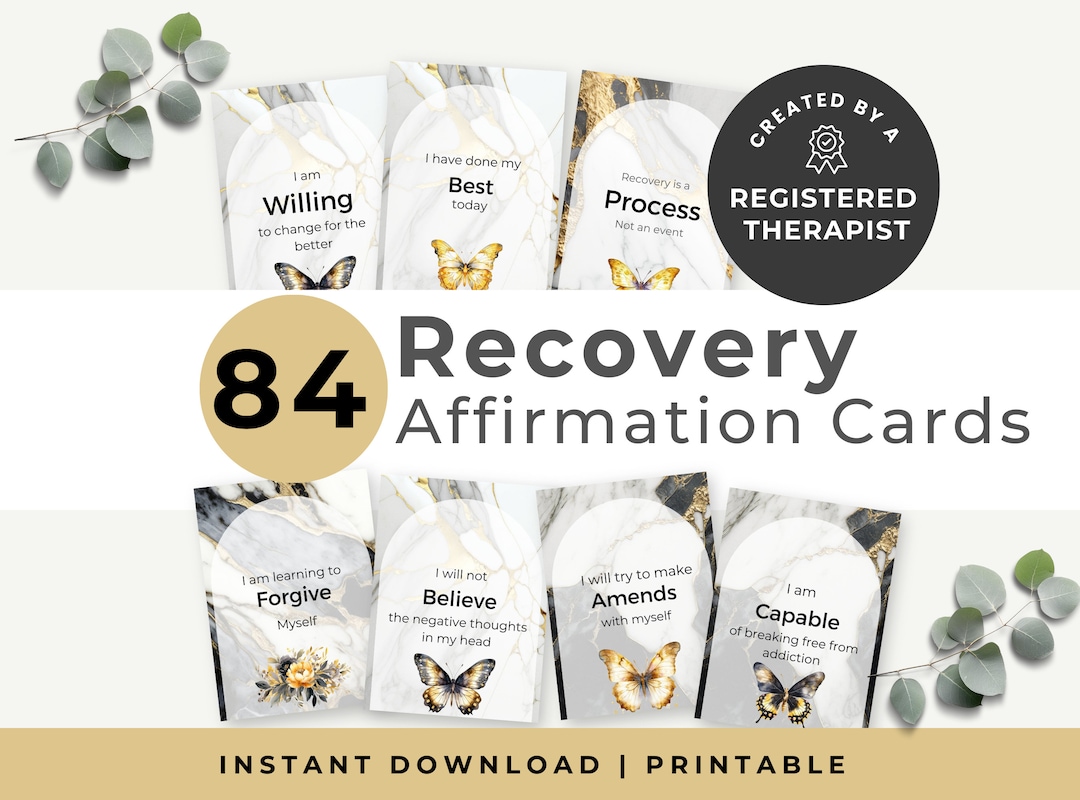 Addiction Recovery Affirmation Cards, Positive Self Talk Flashcards ...