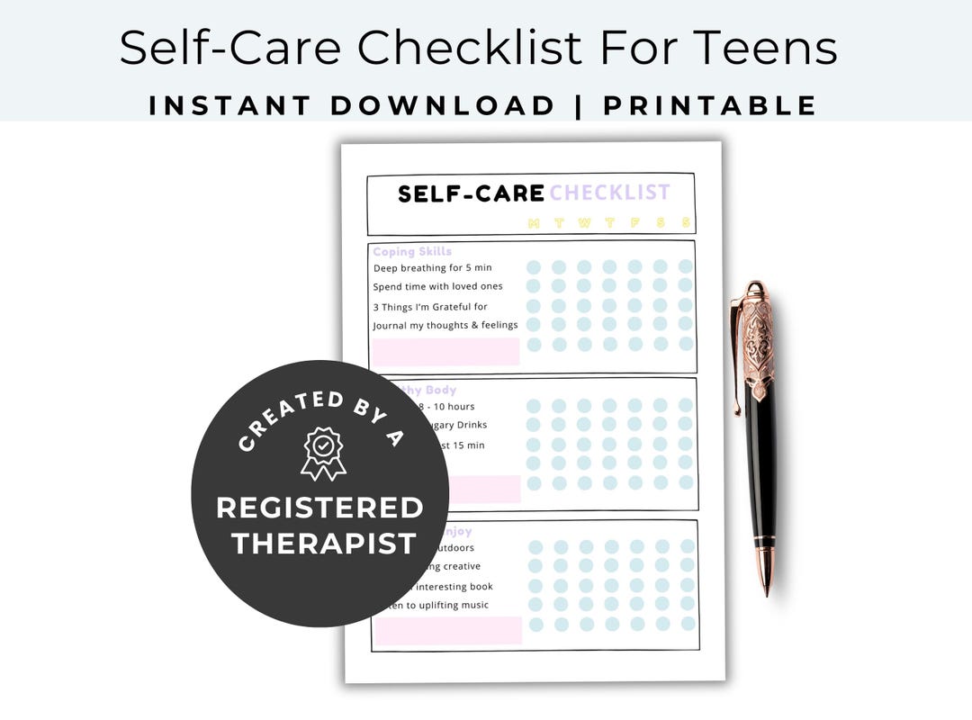 Self Care Check List for Teens, Printable Self-care Checklist, Pastel ...
