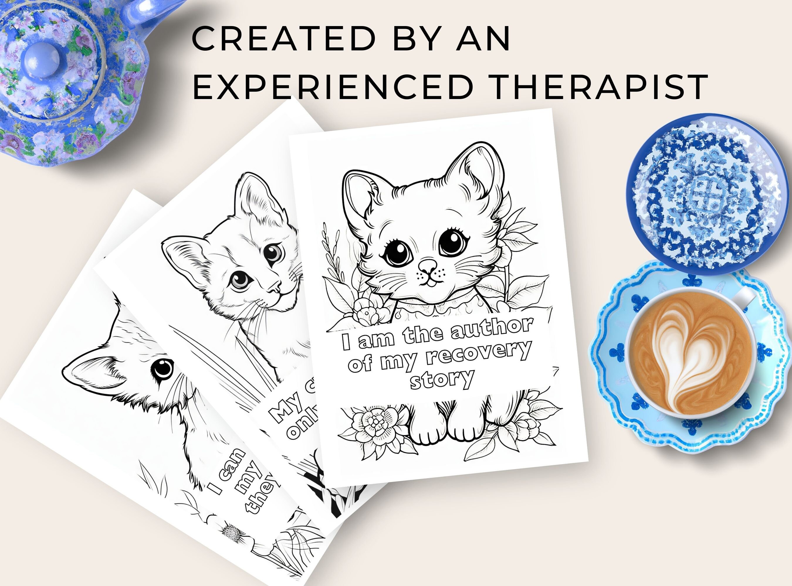 Sobriety Coloring, Sober Colouring Pages With Cats, Addiction Recovery ...