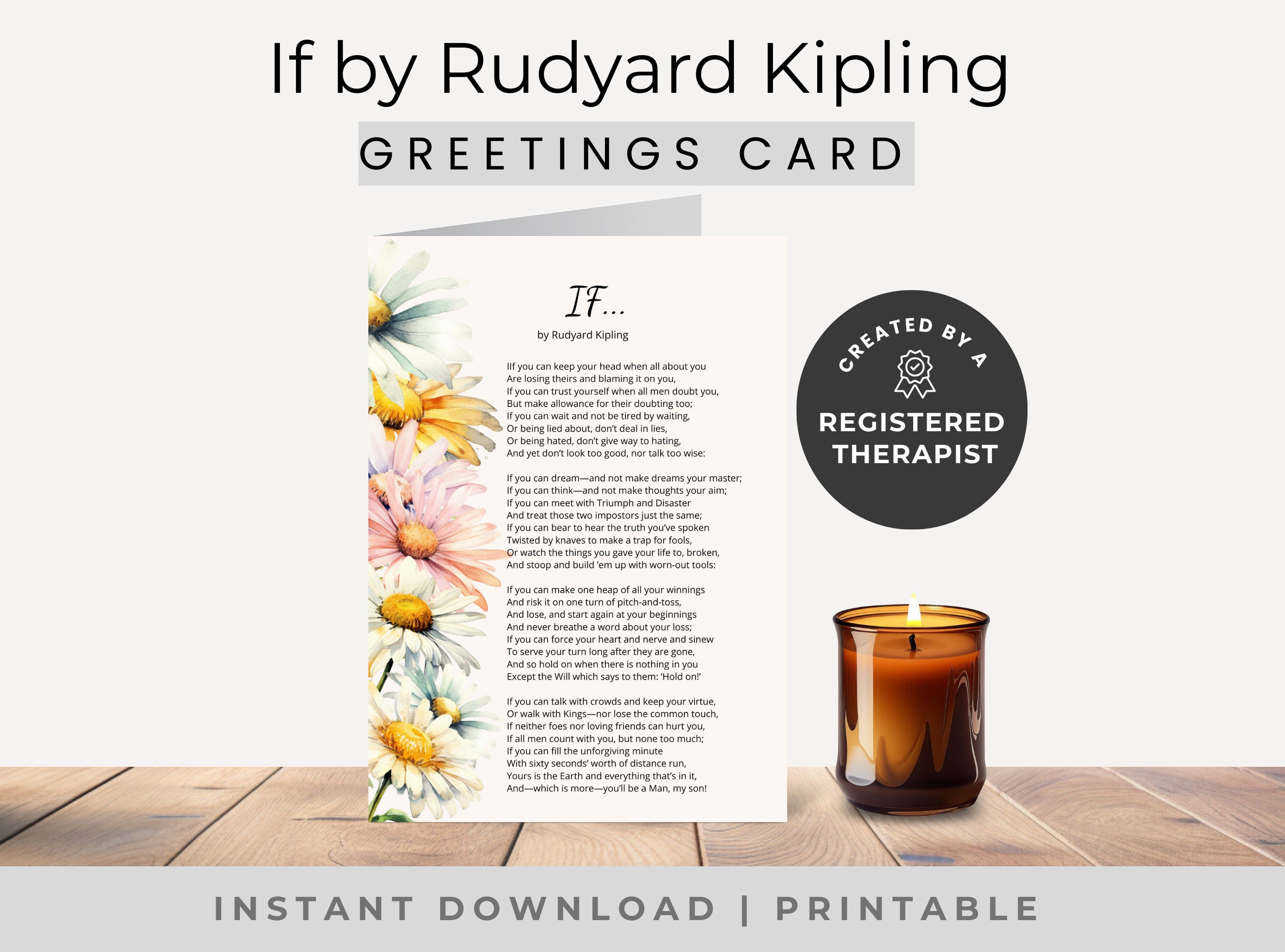 If Poem by Rudyard Kipling, Digital Greeting Card Downloads, Mental ...