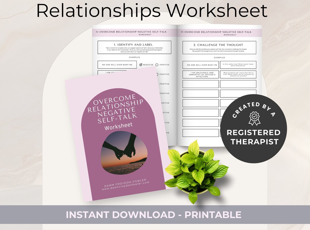 Overcome Relationship Negative Self Talk Worksheet, Relationship ...