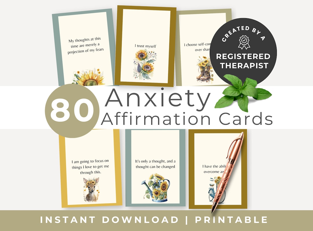 Positive Self Talk Affirmations for Anxiety Relief, Sunflowers Design ...