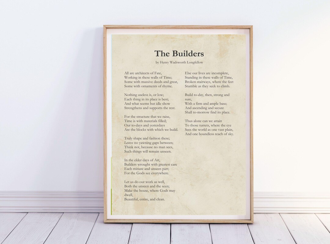 The Builders Poem Printable, Henry Wadsworth Longfellow, Inspirational ...