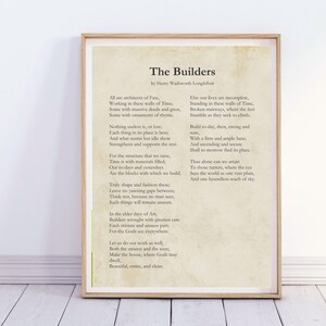 The Builders Poem Printable, Henry Wadsworth Longfellow, Inspirational ...