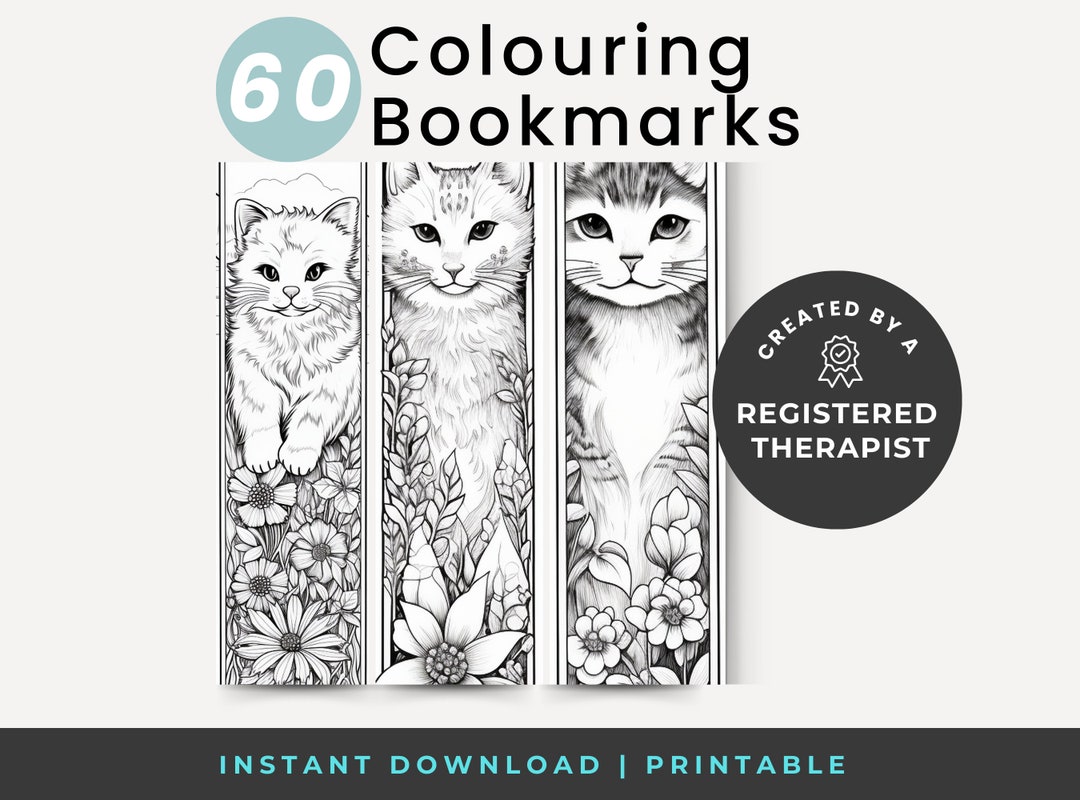 Animal Bookmarks to Color, Cats Printable Coloring Sheets, Grounding ...