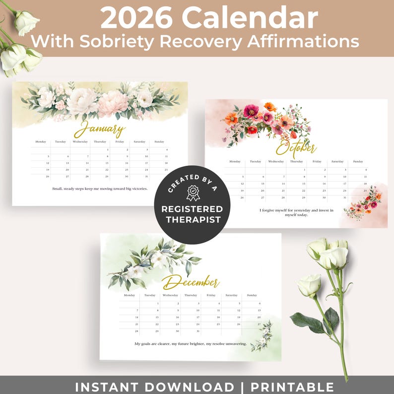 Recovery Calendar 2026 – Printable PDF With Sobriety Affirmations ...