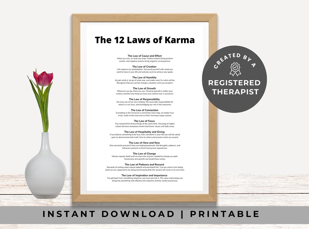 12 Laws of Karma Digital Download, Law of Attraction Prints ...