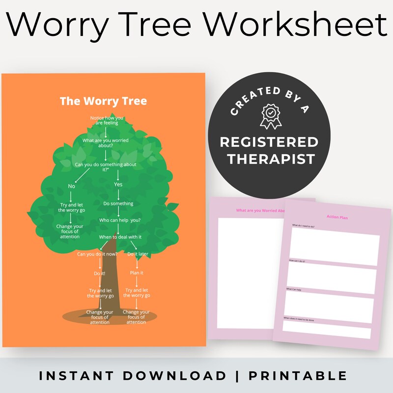 Worry Tree Worksheet - Etsy