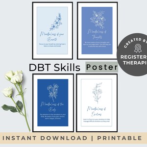 Dialectical Behavioral Therapy Poster, DBT Mindfulness Printable, Blue ...