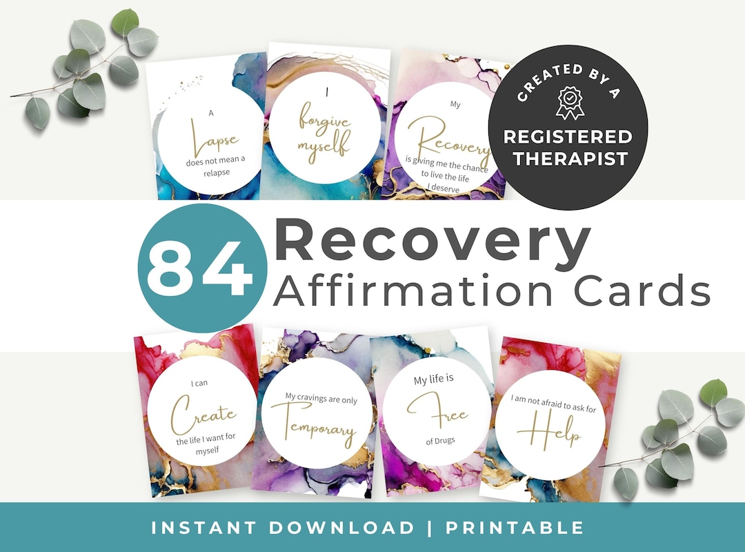 Addiction Recovery Affirmation Cards, Sobriety Flashcards, Alcohol ...