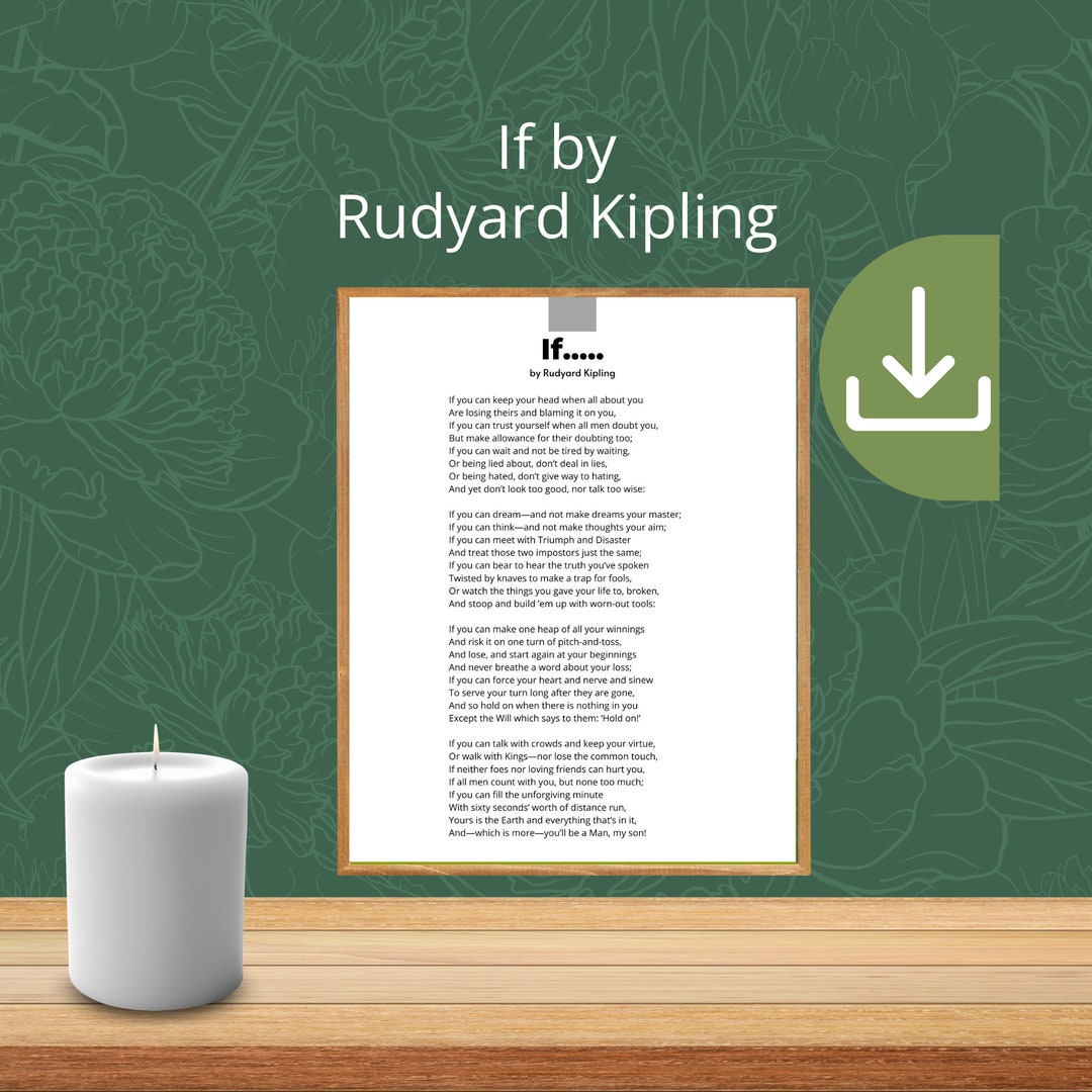 If Poster Rudyard Kipling, If Poem PDF, Poem for Dad, Poetry Printable ...