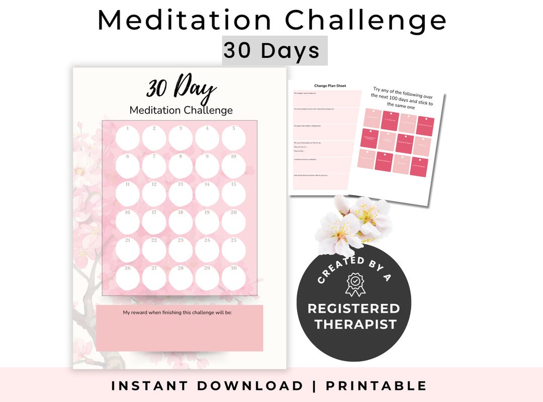 Meditation Worksheet, 30 Day Meditation Challenge, Worksheet ...