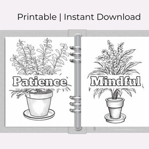 Mindful Coloring Pages for Adults, Plant Design Mindfulness Activity ...