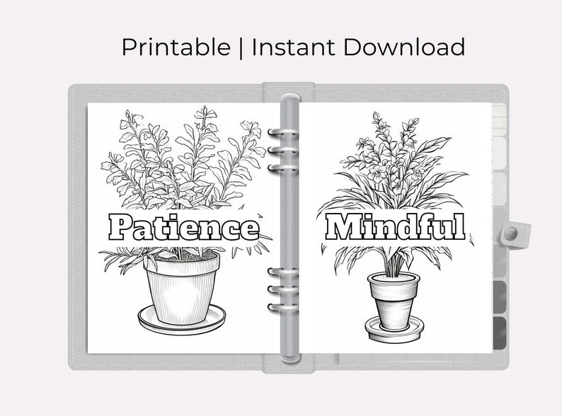 Mindful Coloring Pages for Adults, Plant Design Mindfulness Activity ...