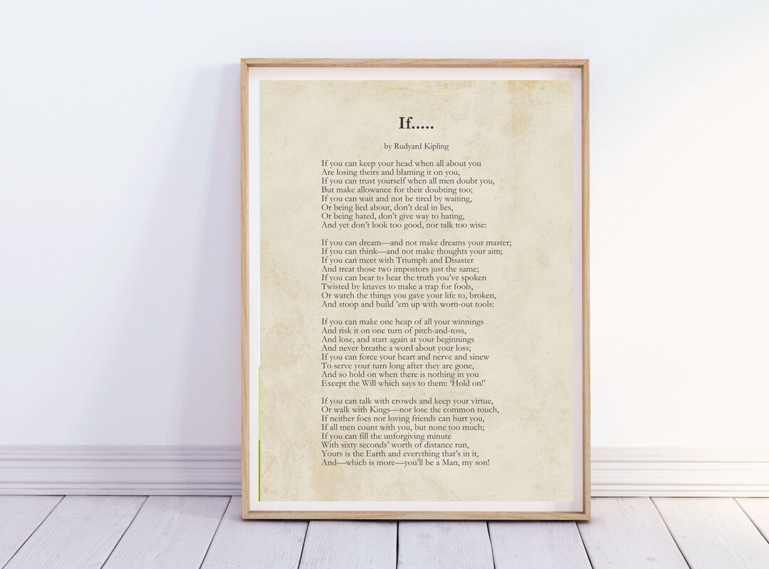 Rudyard Kipling If Poem, If Poem PDF, Poem for Dad, Poetry Printable ...