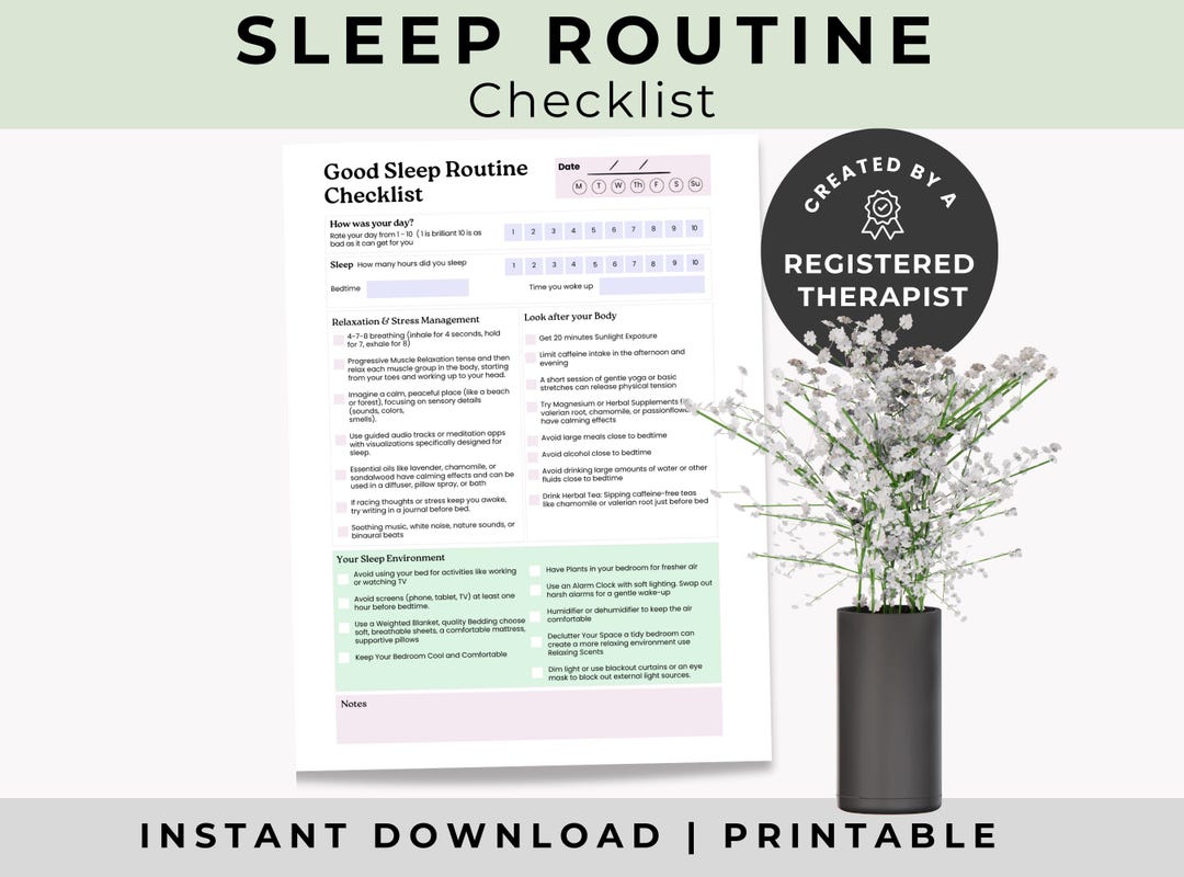 Sleep Hygiene Checklist, Pastel Nightly Routine Planner, Sleep ...
