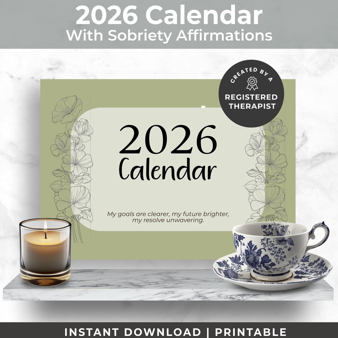 2026 Sobriety Calendar, Minimalist Design With Recovery Affirmations ...