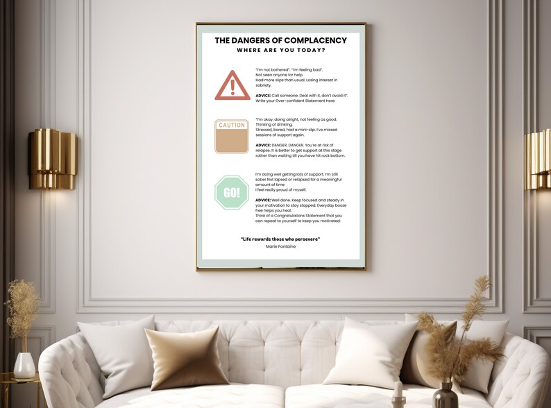 Addiction Recovery Poster, Dangers of Complacency, 4 PNG Sizes - Etsy