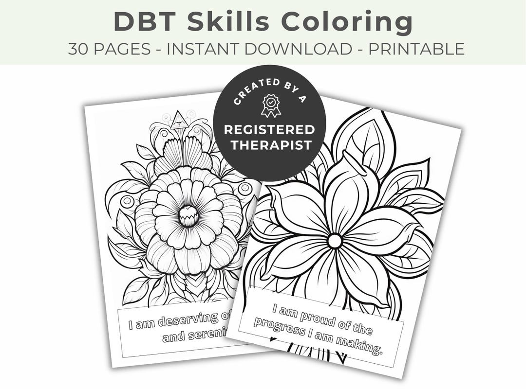 Dbt Skills Coloring Book, Affirmations for Trauma Recovery, Mandala ...