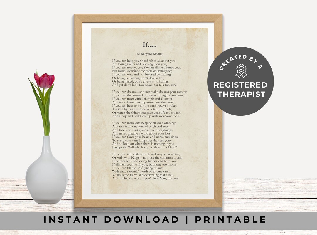 Rudyard Kipling If Poem, If Poem PDF, Poem for Dad, Poetry Printable ...