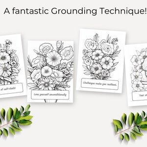 Bouquet of Flowers Coloring Book, With Positive Affirmations, 24 Page ...