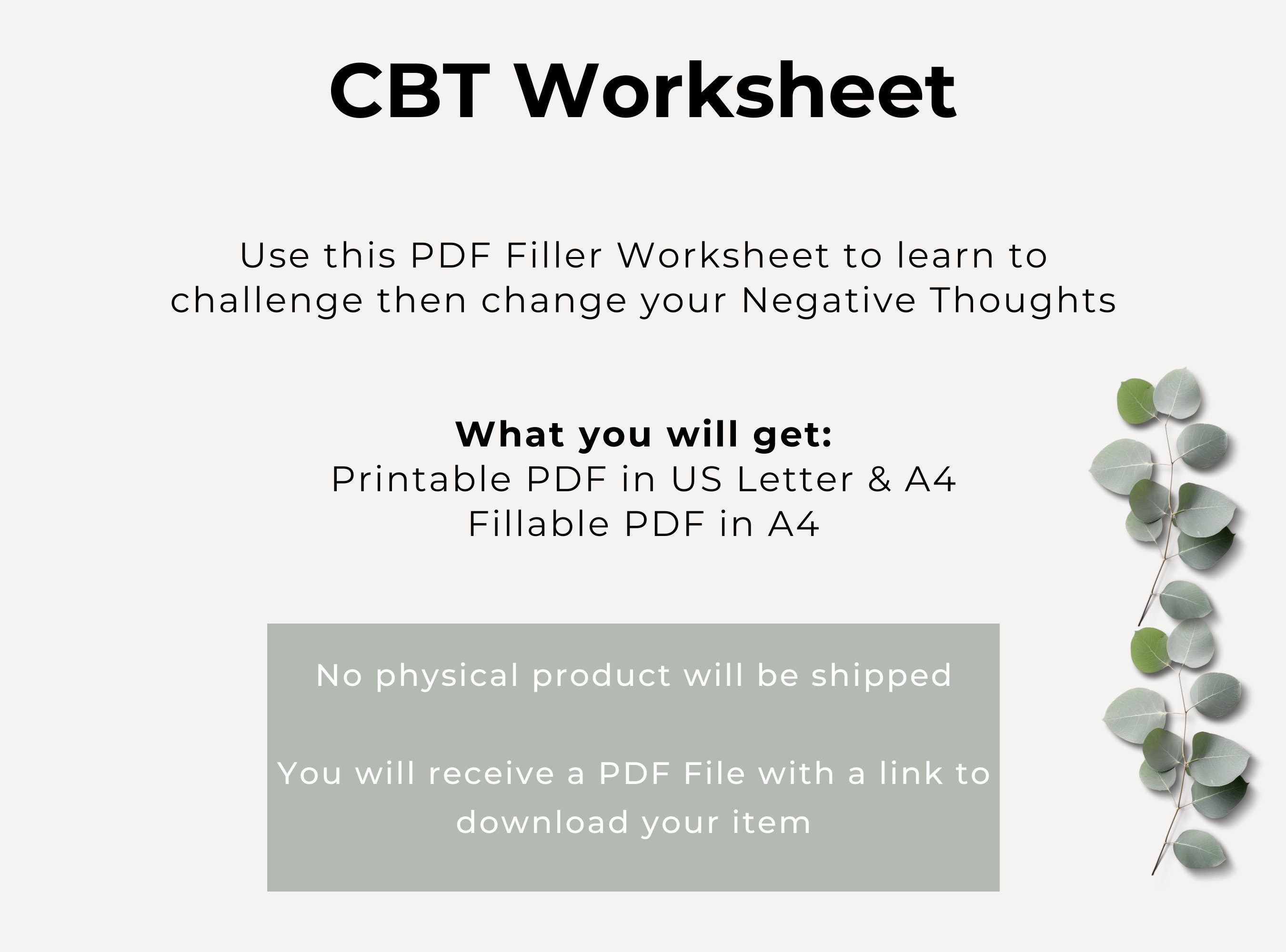 Negative Thinking Patterns Fillable Pdf, Thoughts Are Not Facts, Blue ...