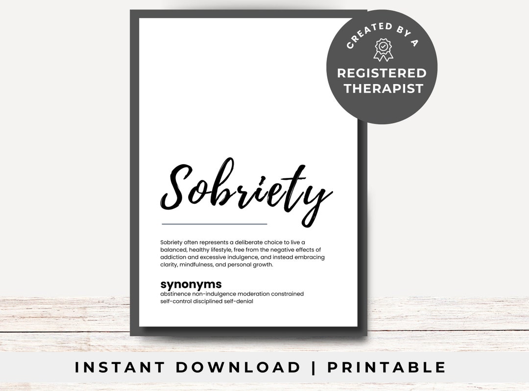 Sobriety Definition Poster, Addiction Therapist Office Wall Art ...