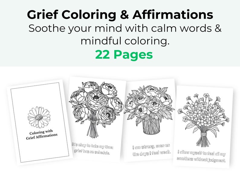 Grief Activities for Adults, Bereavement Journal Prompts, Coloring ...