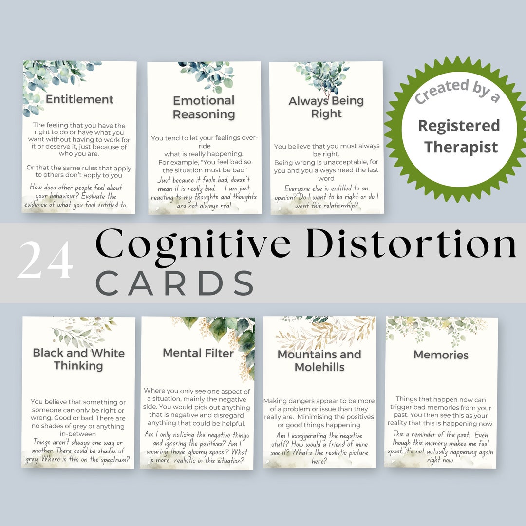Cognitive Distortion Flash Cards Anxiety Management - Etsy