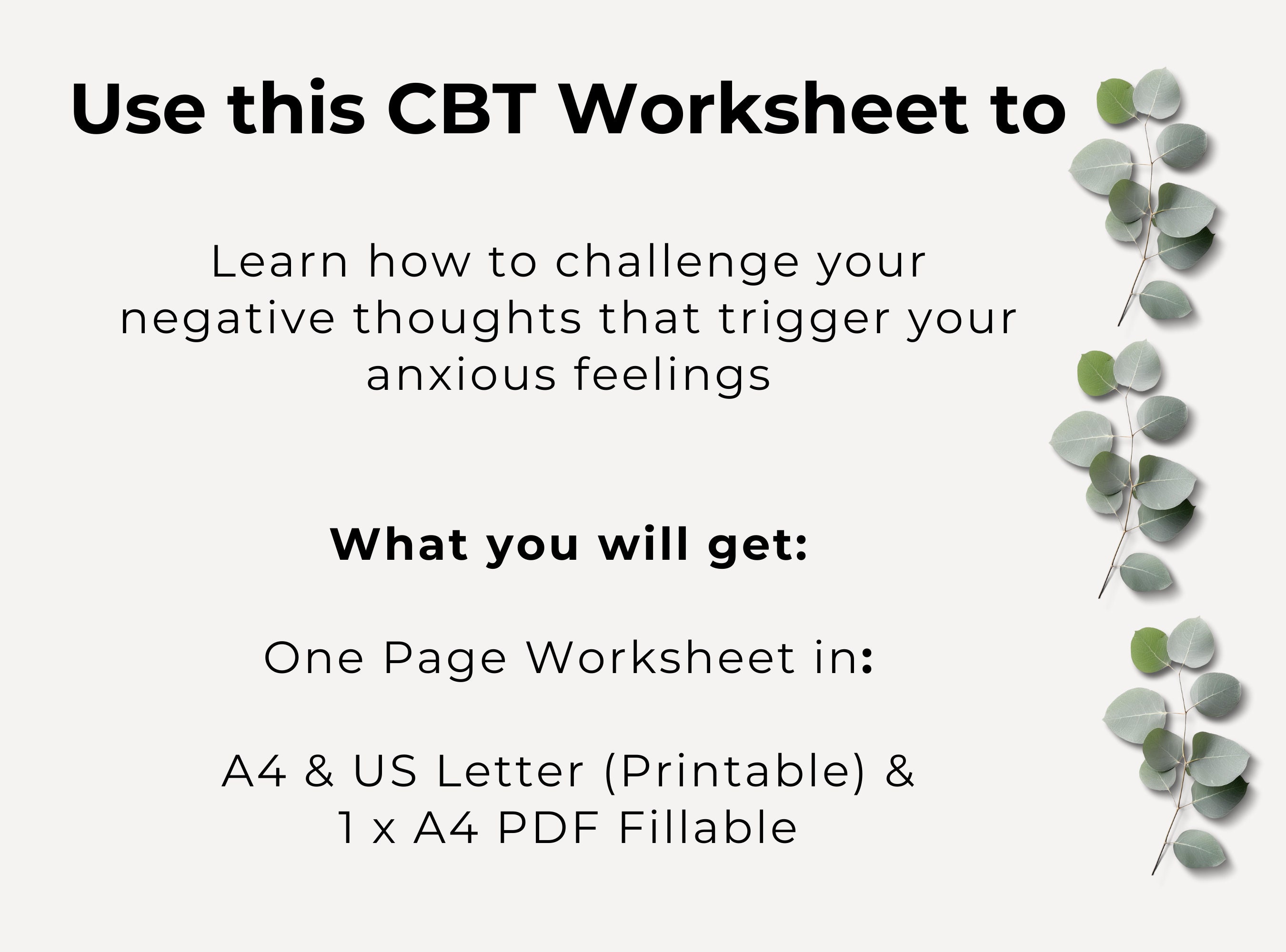 Colorful CBT Worksheet, Challenging Negative Thoughts, Fillable PDF - Etsy