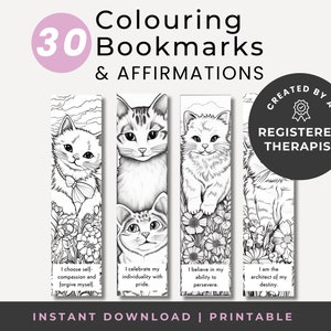 Cats Coloring Bookmarks, With Positive Affirmations, Cat-themed ...