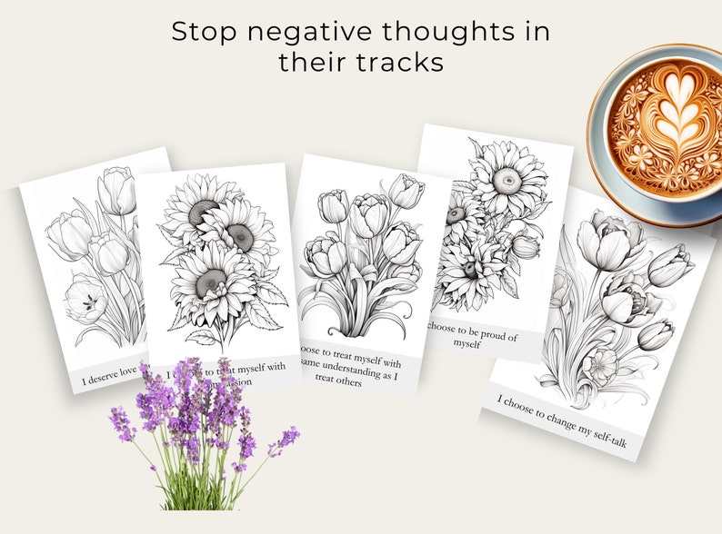 Printable Coloring Affirmation Cards. Floral Colouring Bookmarks ...