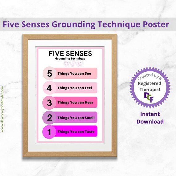 Five Senses Grounding Technique Poster Dbt Coping Skills, 41% OFF