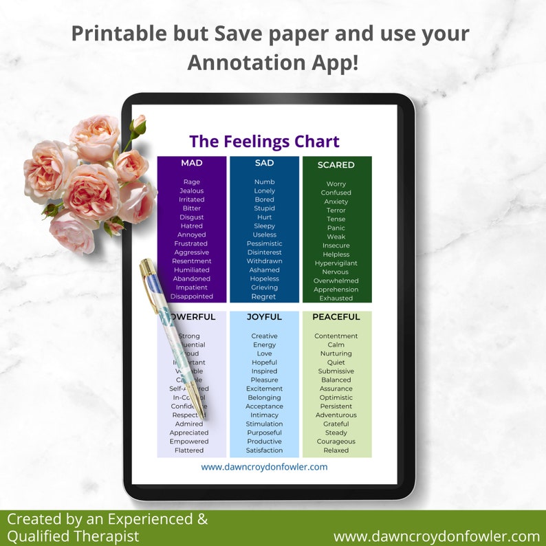Feelings Chart Adults Emotions Chart PDF Emotions Chart for - Etsy