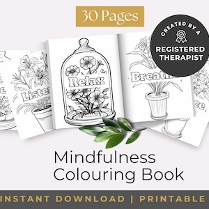 Mindful Coloring Pages for Adults, Plant Design Mindfulness Activity ...