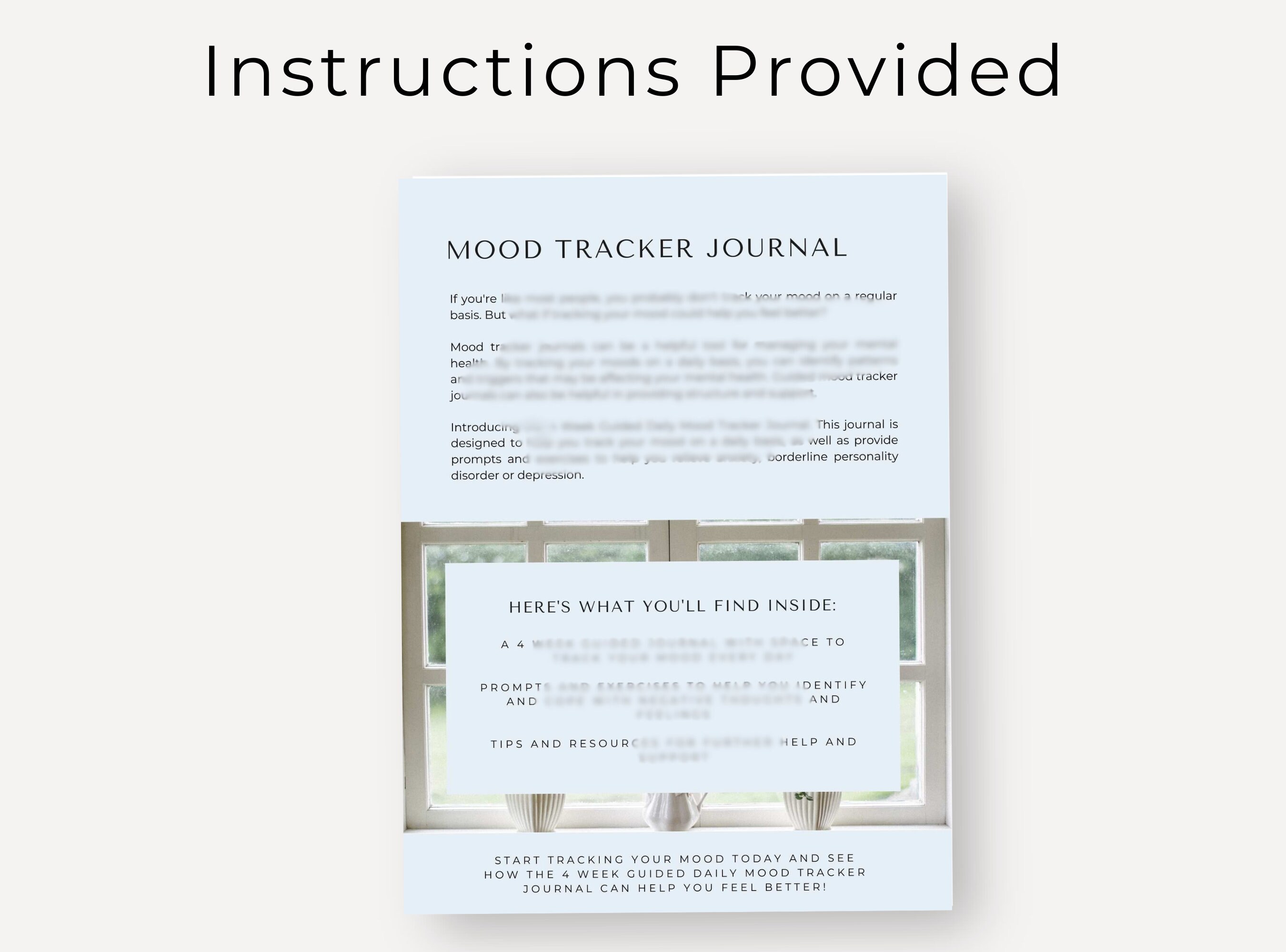 4 Week Mood Tracker Printable, Mental Wellness Chart PDF, Mood Trend ...