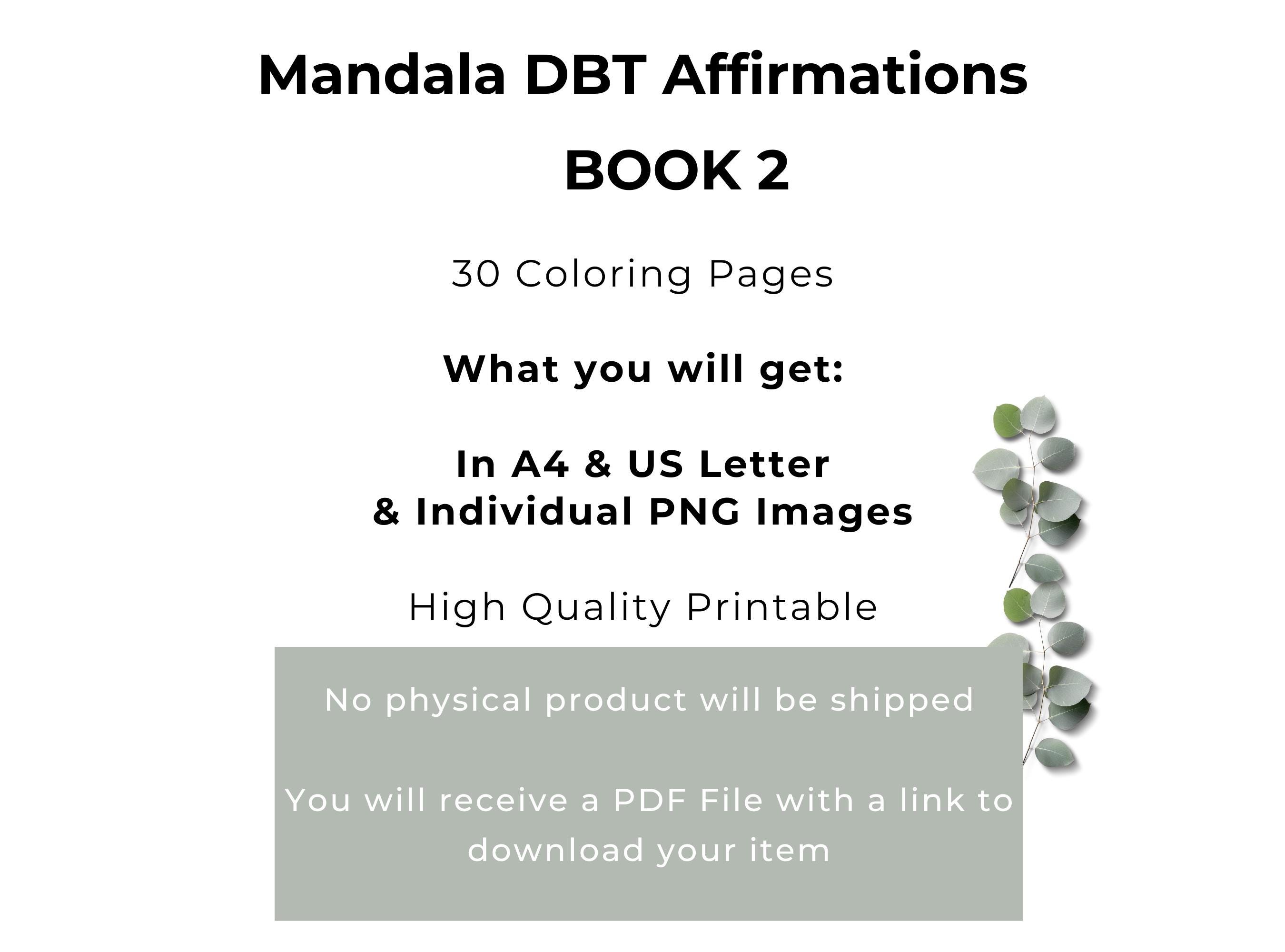 DBT Skills Coloring Book, Trauma Recovery Affirmations, 30 Page ...