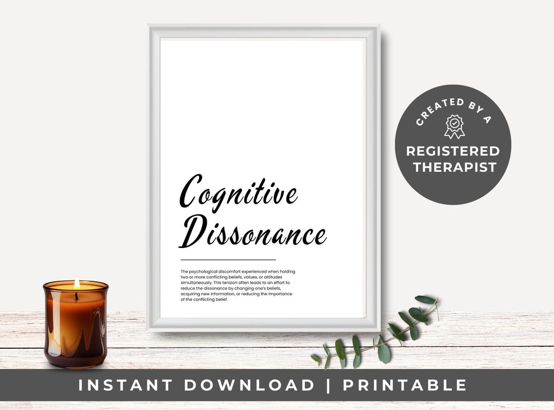 Cognitive Dissonance Definition Poster, Minimalist Mental Health ...