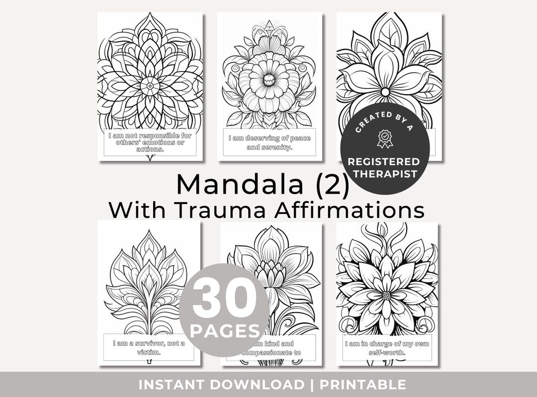 Affirmations for Trauma Recovery, Mandala Coloring Pages, Art Therapy ...