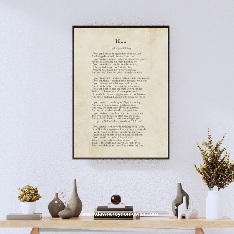 Rudyard Kipling If Poem, If Poem PDF, Poem for Dad, Poetry Printable ...