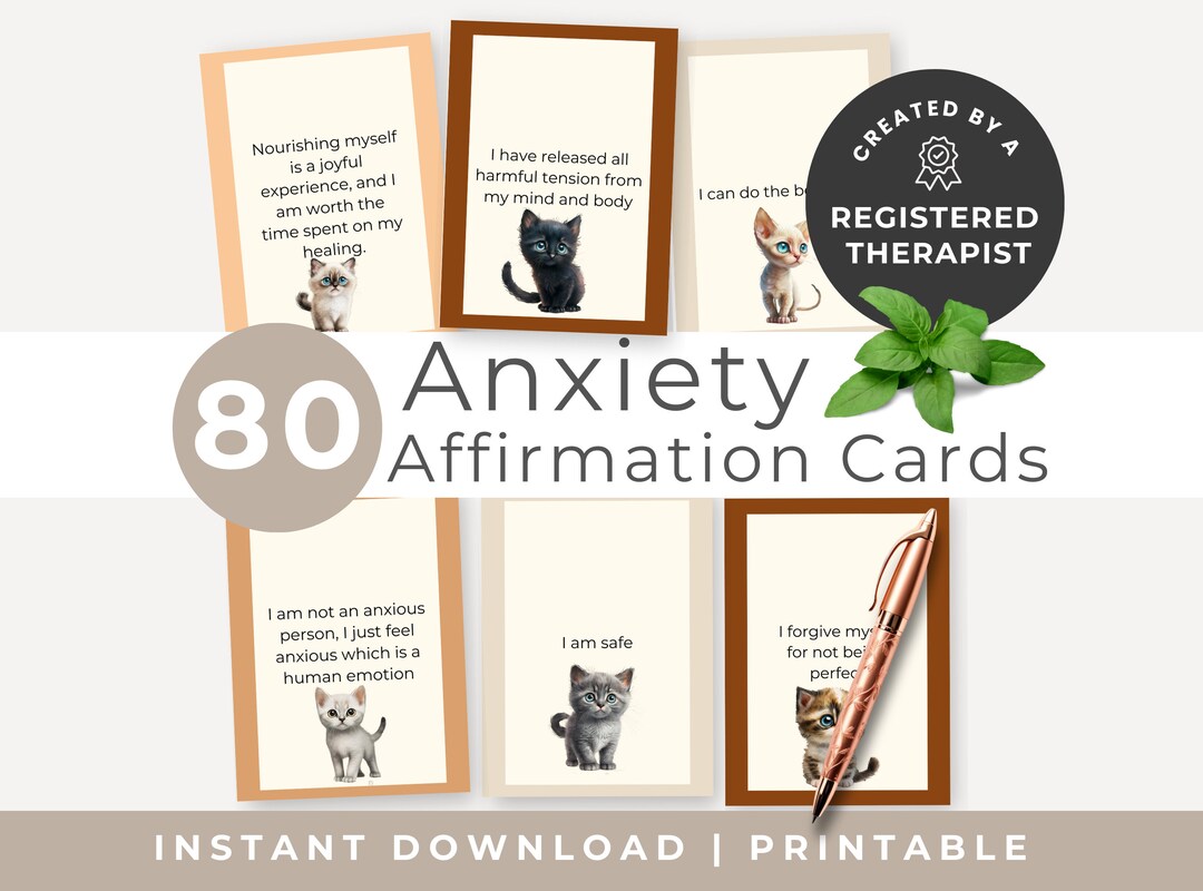 Anxiety Flash Cards, CBT Technique With Cats, Challenging Irrational ...