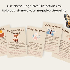 Cognitive Distortion Cards, Boho Styled Printable Flash Cards ...